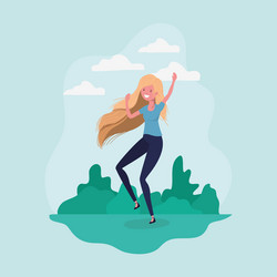Avatar girl jumping in park design Royalty Free Vector Image