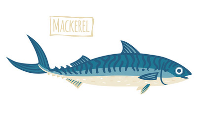 Mackerel fish cartoon Royalty Free Vector Image