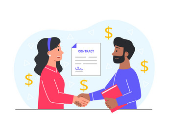 People with contract Royalty Free Vector Image