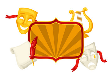 Theatre acting performance flat icons and object Vector Image