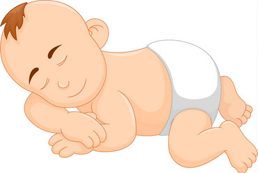 Cartoon baby sleeping on a cloud Royalty Free Vector Image
