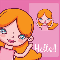 Girl saying hello cartoon Royalty Free Vector Image