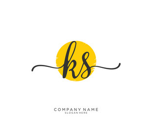 Ks initial handwriting logo design Royalty Free Vector Image