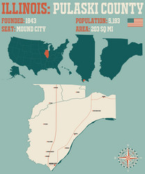 Map of pulaski county in illinois Royalty Free Vector Image