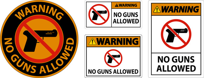 No gun rules sign notice guns allowed Royalty Free Vector