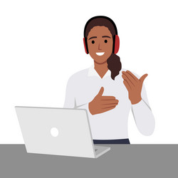 Customer service representative at computer Vector Image