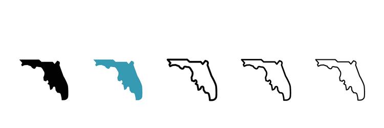 Florida map icon set miami state cutout Royalty Free Vector