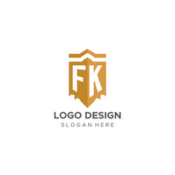 Fk logo initial with shield shape design style Vector Image
