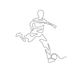 Continuous one line drawing of soccer player Vector Image