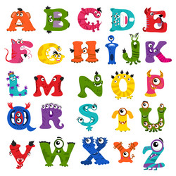 Kids alphabet with cute colorful monsters Vector Image
