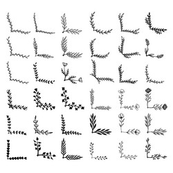 Set of hand drawn floral corners text Royalty Free Vector