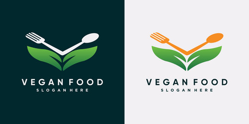 Vegan food logo design template for restaurant Vector Image