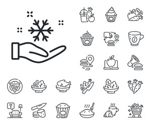 Freezing hand line icon ac cold temperature sign Vector Image