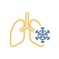 Human lungs infected virus and bacteria icon Vector Image