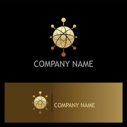 Globe sphere digital technology gold logo Vector Image