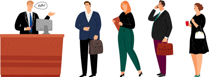 Queue of young people waiting women and men Vector Image