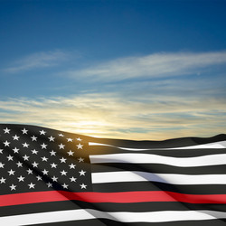 Thin red line firefighter flag Royalty Free Vector Image