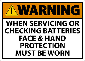 Warning when servicing batteries sign on white Vector Image