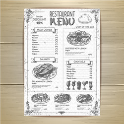 Hand drawing restaurant menu design Royalty Free Vector