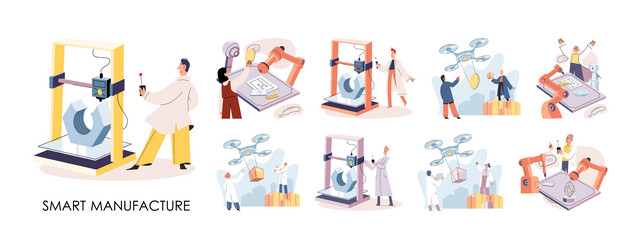 Manufacturing process at production industry Vector Image