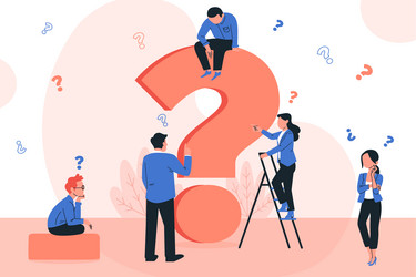 Flat people asking questions Royalty Free Vector Image