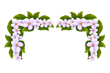 Frame floral corner elegant decoration in cartoon Vector Image