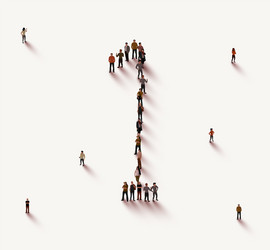 Large group people in number 1 one form Royalty Free Vector