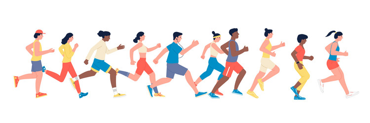 Running people marathon athletes men and women Vector Image