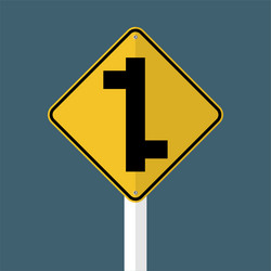 Staggered junction traffic road sign Royalty Free Vector