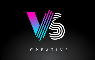 Vs logo letter with black lines design line letter