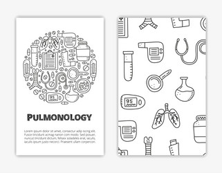 Poster with doodle pulmonology items Royalty Free Vector
