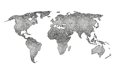 Doodle world map sketch planet earth Royalty Free Vector