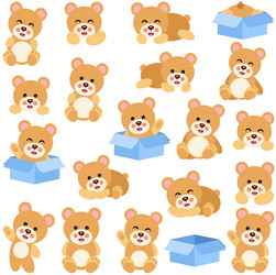Set of digital elements with cute baby boy teddy Vector Image