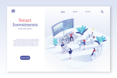 Stock market website page flat template Royalty Free Vector