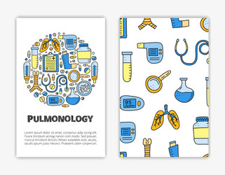 Poster with doodle pulmonology items Royalty Free Vector