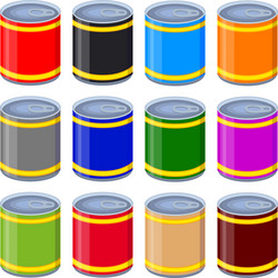 Colorful cartoon can mock up set Royalty Free Vector Image