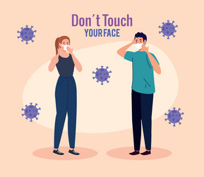 Do not touch your face women using mask Royalty Free Vector