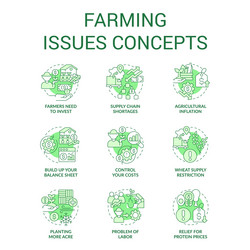 Farming productivity linear icons set Royalty Free Vector