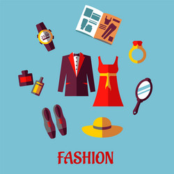 Shopping clothing icons set Royalty Free Vector Image