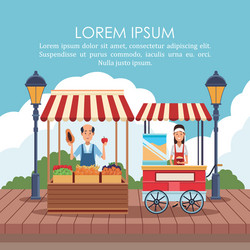 Food stand poster Royalty Free Vector Image - VectorStock