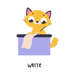Funny cat with english verb for educational Vector Image