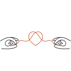 Hand drawn doodle fingers weave threads Royalty Free Vector