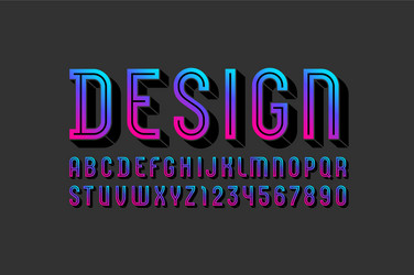 Narrow multi colored font condensed alphabet Vector Image