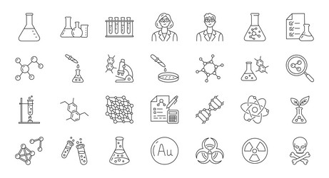 Chemistry doodle including flat icons Royalty Free Vector