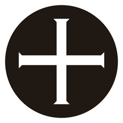 Blue cross cross with orange circle Royalty Free Vector