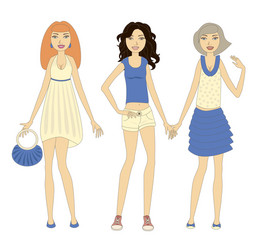 Three cute girls Royalty Free Vector Image - VectorStock