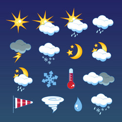 Weather icon set meteo symbols pictures Royalty Free Vector