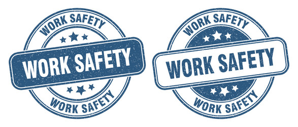 Work safety stamp label round grunge Royalty Free Vector