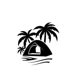 Beach camp logo design Royalty Free Vector Image