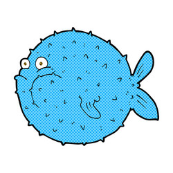 Comic cartoon puffer fish Royalty Free Vector Image